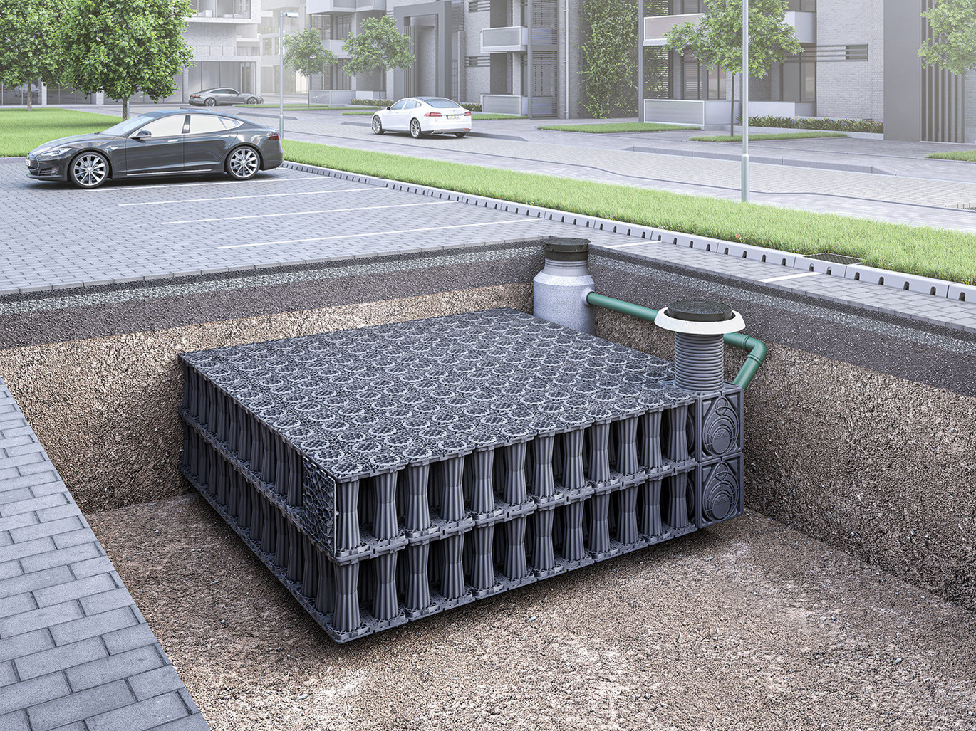 Caissons de rétention et d'infiltration ACO Stormbrixx